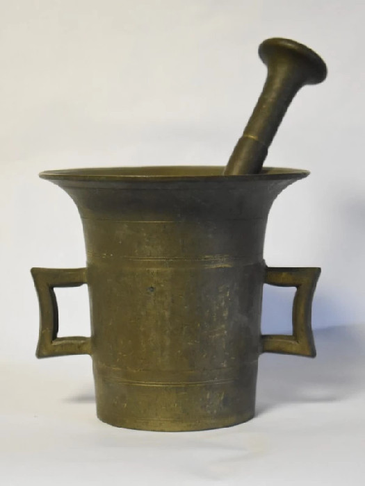 Mojar vechi din bronz cu pistil | Piuă cca. 4 kg – La Belle Époque